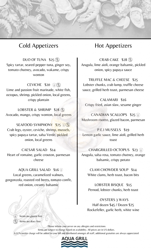 Menu – Aqua Grill Restaurant