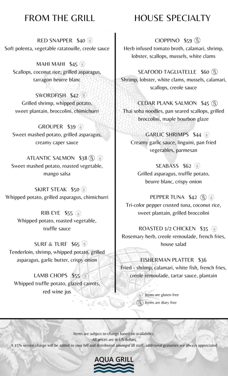 Menu – Aqua Grill Restaurant