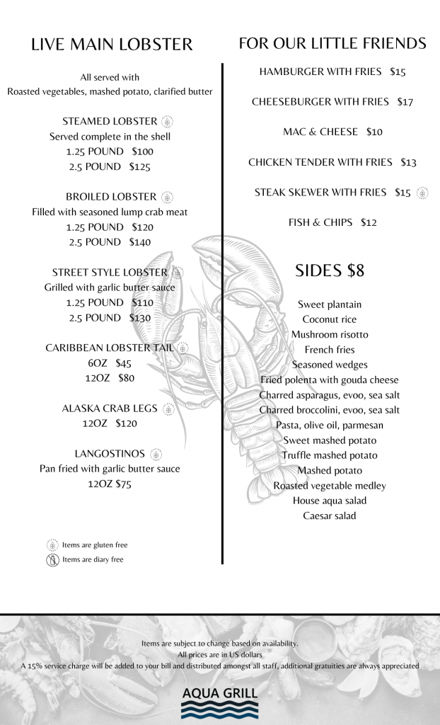 Menu – Aqua Grill Restaurant