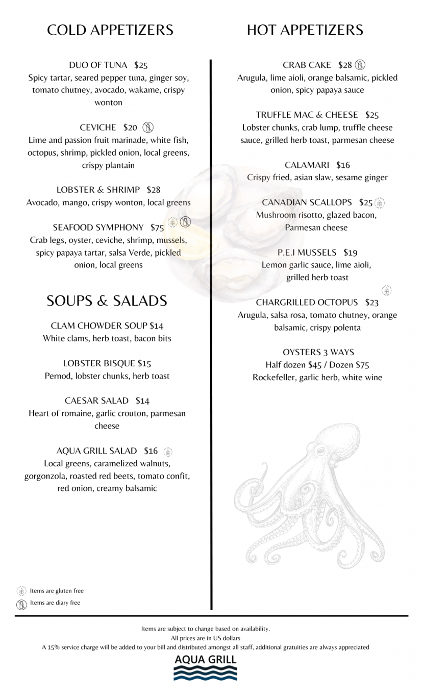Menu – Aqua Grill Restaurant