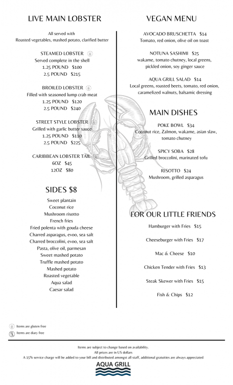 Menu – Aqua Grill Restaurant